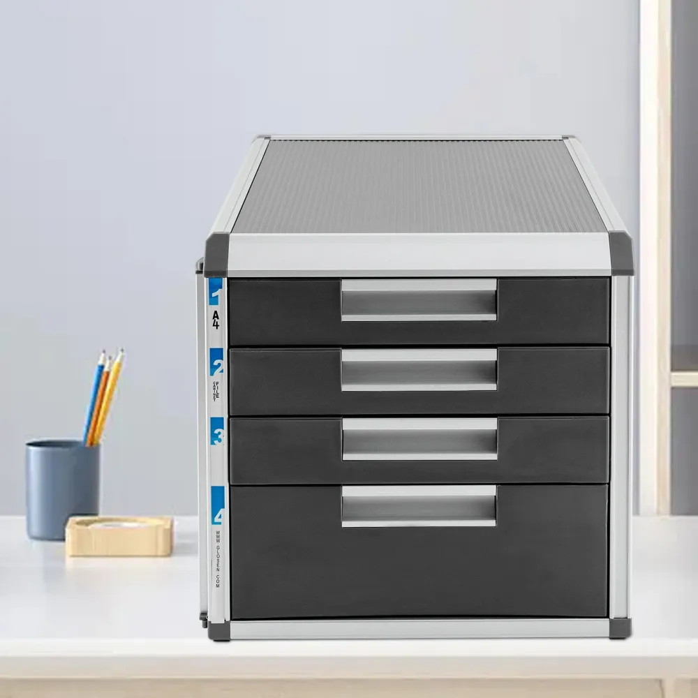 Desktop Organizer Locking Storage Cabinet Office File Storage Box