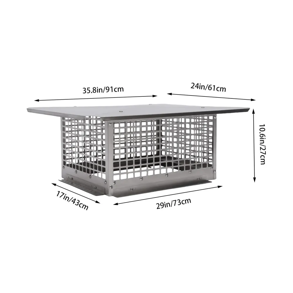 Chimney Cap, 17" x 29" Flue Caps, 304 Stainless Steel Fireplace Chimney ...