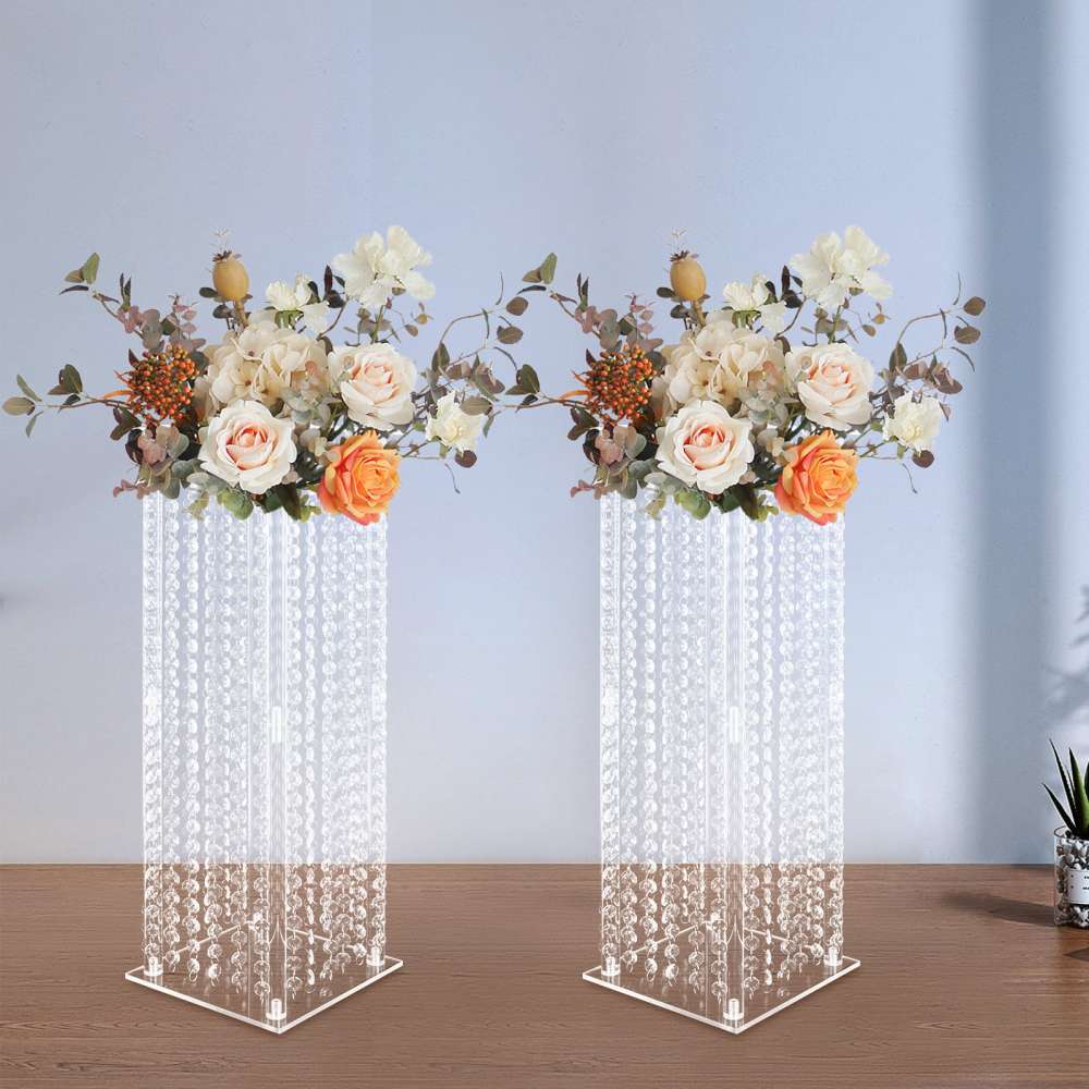 Acrylic Tall Vases for Centerpieces 2 Pcs Acrylic Column Flower Stand