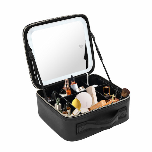 Makeup Train Case with Large Lighted Mirror 3 Color Scenarios