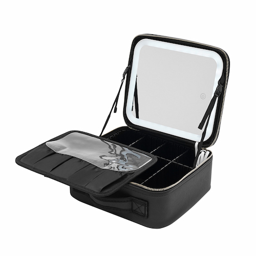 Makeup Train Case with Large Lighted Mirror 3 Color Scenarios