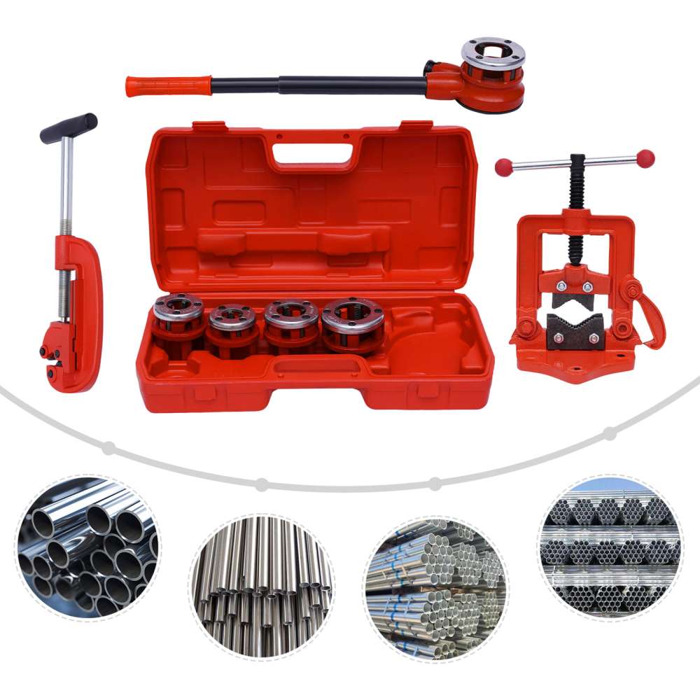 Ratchet Pipe Threader Kit Set 3/8", 1/2", 3/4",1", 1-1/4" Manual ...