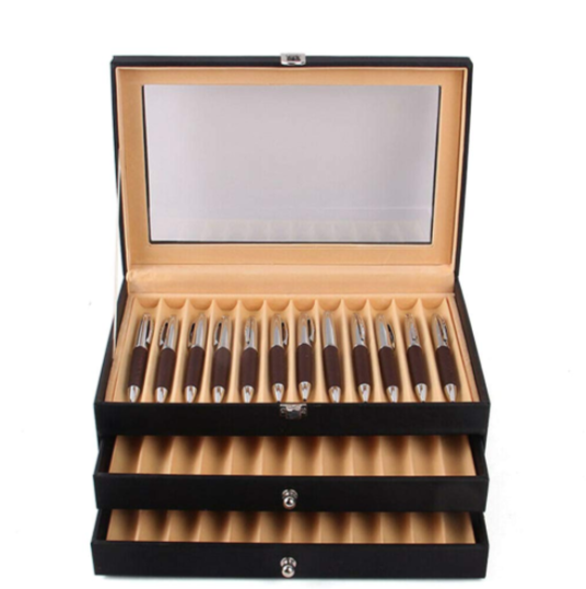 CNCEST Best Fountain Pen Box Two Level Display Case with Drawer